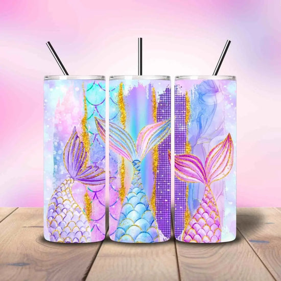 Girly Mermaid Tail Glitter Patterns - Fully Completed Tumbler Skinny S ...